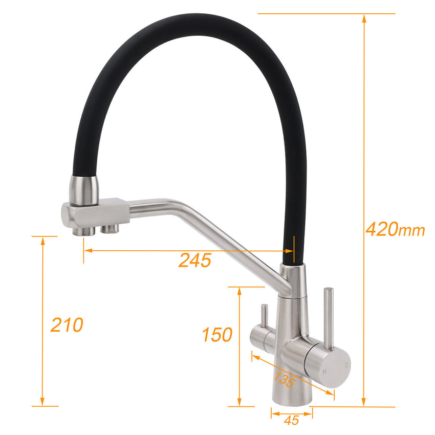 3-Way Pull Out Spout Mixer Faucet Tap Brushed Nickel – Water Filter ...
